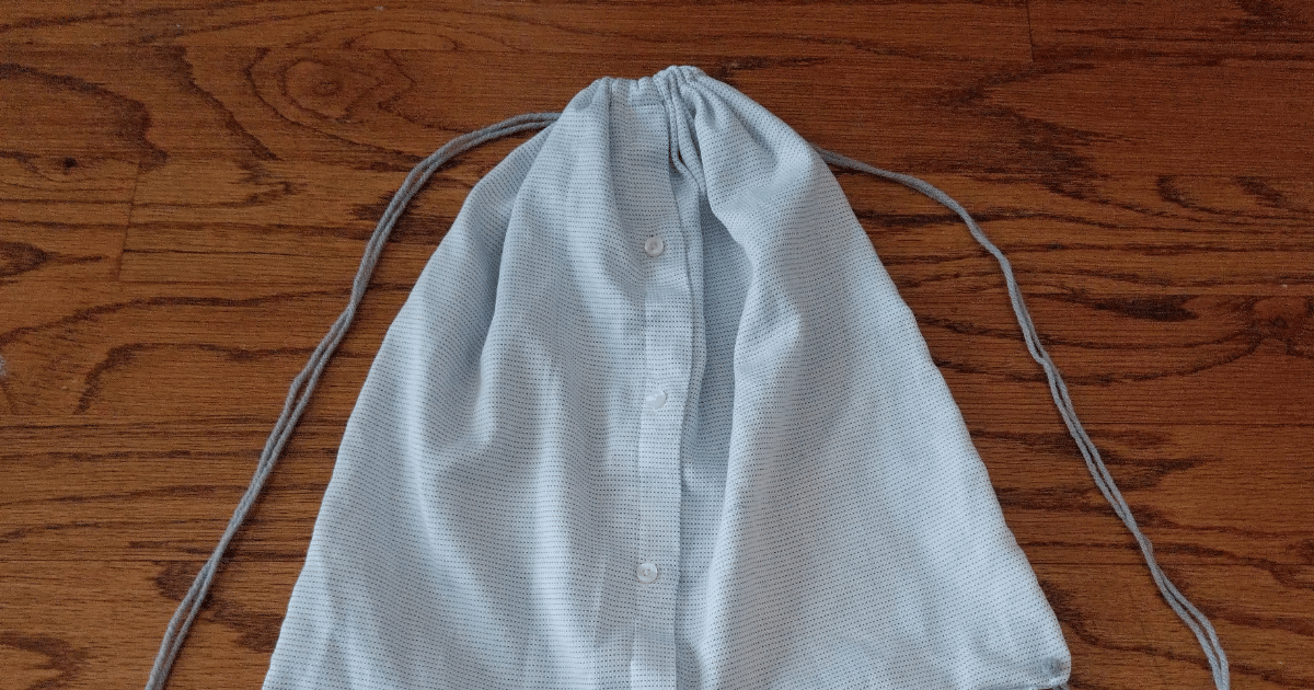 Repurpose A Men's Dress Shirt Into A DIY Drawstring Backpack